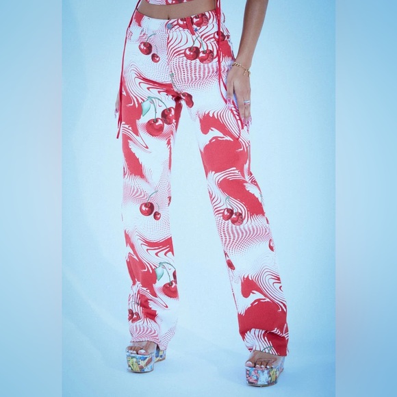 Jaded London | Jeans | Jaded London Cherry Pants Red And White | Poshmark